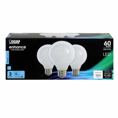 Feit Electric Enhance G25 E26 (Medium) Filament LED Bulb Daylight 60 ... Feit Electric Enhance G25 E26 (Medium) Filament LED Bulb Daylight 60 ...