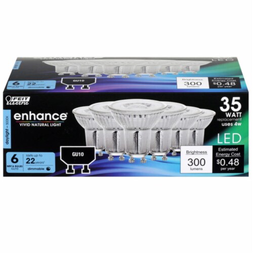 Feit Electric Enhance MR16 GU10 LED Bulb Daylight 35 Watt Equivalence 6 ... Feit Electric Enhance MR16 GU10 LED Bulb Daylight 35 Watt Equivalence 6 ...