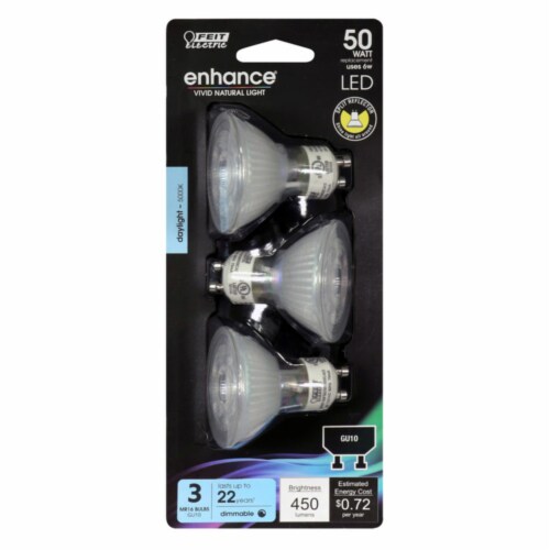 Feit Electric Enhance MR16 GU10 LED Bulb Daylight 50 Watt Equivalence 3 ... Feit Electric Enhance MR16 GU10 LED Bulb Daylight 50 Watt Equivalence 3 ...