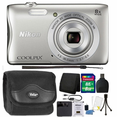 Nikon Coolpix A300 20.1mp Digital Camera Silver With Accessory Bundle ... Nikon Coolpix A300 20.1mp Digital Camera Silver With Accessory Bundle ...