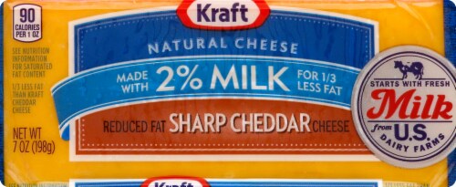 Kraft Reduced Fat Sharp Natural Cheddar 2% Milk Cheese Block, 7 oz - Kroger Kraft Reduced Fat Sharp Natural Cheddar 2% Milk Cheese Block, 7 oz - Kroger