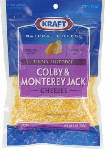 Kraft Finely Shredded Colby & Monterey Jack Cheese, 8 Oz - Kroger Kraft Finely Shredded Colby & Monterey Jack Cheese, 8 Oz - Kroger