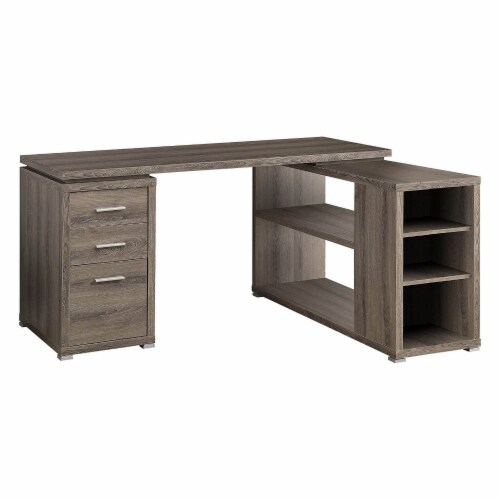 Monarch 60 Contemporary L Shaped Corner Computer Desk with Drawers Dark Taupe 1 Piece Fry s Food Stores