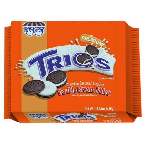 Paskesz Trios Double Cream Filled Chocolate Sandwich Cookies, 15.35 oz ... Paskesz Trios Double Cream Filled Chocolate Sandwich Cookies, 15.35 oz ...