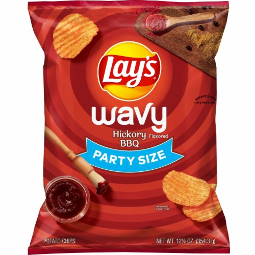 Lay's Wavy Potato Chips Hickory BBQ Flavored Potato Chips Party Size ... Lay's Wavy Potato Chips Hickory BBQ Flavored Potato Chips Party Size ...