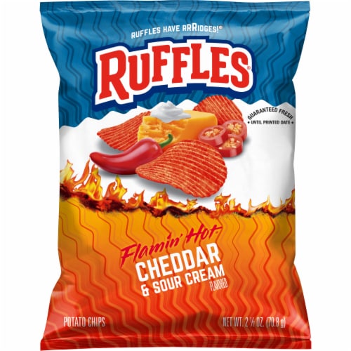 Ruffles® Flamin' Hot® Cheddar & Sour Cream Potato Chips, 2.5 oz - Smith ... Ruffles® Flamin' Hot® Cheddar & Sour Cream Potato Chips, 2.5 oz - Smith ...