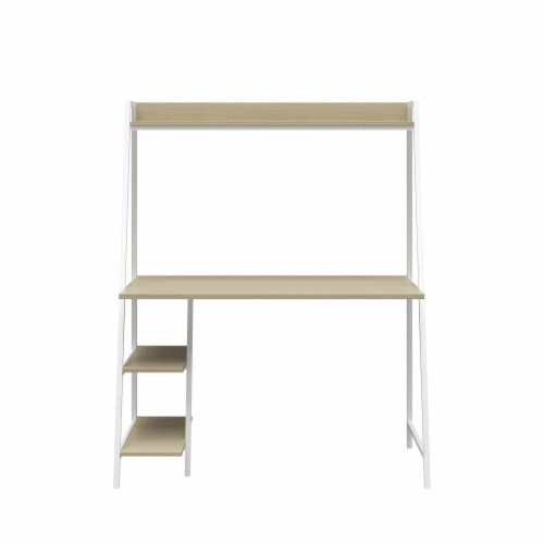 Bushwick Ladder Desk Pale Oak on White Metal 20.00 x 43.80 x 54.00 Fred Meyer
