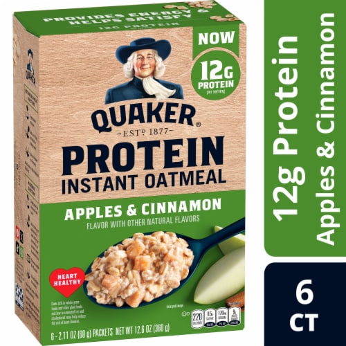 Quaker Protein Apples & Cinnamon Instant Oatmeal, 6 ct - QFC Quaker Protein Apples & Cinnamon Instant Oatmeal, 6 ct - QFC