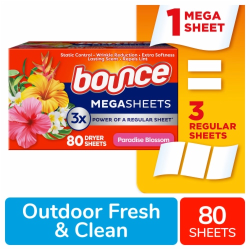 Bounce Outdoor Fresh & Clean Lasting Fresh Mega Dryer Sheets, 80 ct ... Bounce Outdoor Fresh & Clean Lasting Fresh Mega Dryer Sheets, 80 ct ...