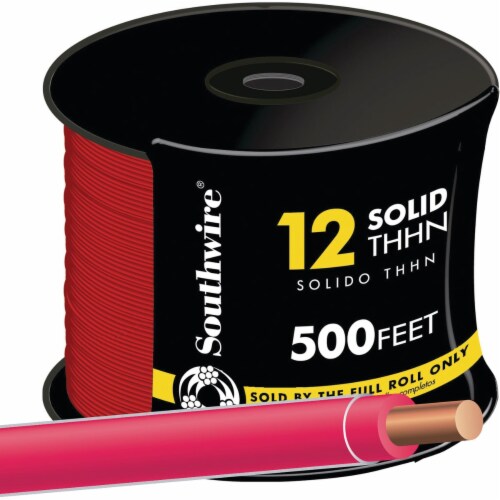 Southwire 500 Ft. 12 AWG Solid Red THHN Electrical Wire 11589958, 1 ... Southwire 500 Ft. 12 AWG Solid Red THHN Electrical Wire 11589958, 1 ...