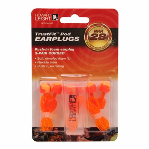 Howard Leight R-02237 Trustfit Pod Corded Push-in Foam Ear Plug, Orange ... Howard Leight R-02237 Trustfit Pod Corded Push-in Foam Ear Plug, Orange ...