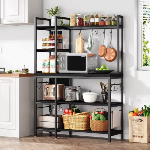 Tribesigns Baker s Rack Kitchen Storage Hutch 43 Inch 5 Tier Microwave Stand Black 15.7 D x 43.3 W x 62.9 H Smith s Food and Drug