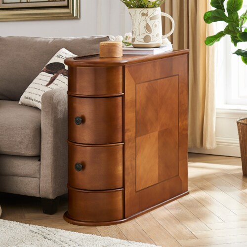 Tribesigns Wood End Table 2 Drawer Narrow Solid Side Table Slim Chair Side Table No Assemb 1 unit Gerbes Super Markets