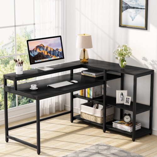 Tribesigns Reversible L Shaped Computer Desk With Storage Shelf Industrial 55 Inch Corner D 55 x 41 x 35 inches Smith s Food and Drug