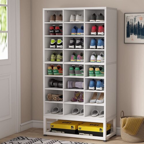 Tribesigns Shoe Storage Cabinet 24 Pair White Shoe Rack Storage Organizer 8 Tier Adjustabl 24.8 L 12.2 W Foods Co