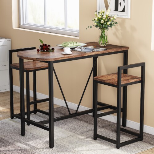 Tribesigns 3 Piece Bar Table Set Kitchen Pub Dining Table With 2 Bar Stools Small Space Co 1 unit Harris Teeter