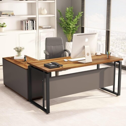 Little Tree 55 Executive Desk And 39 File Cabinet Modern L Shaped Computer Desk Business F 1 unit Harris Teeter