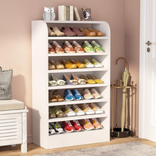 Tribesigns 8 Tier Wooden Shoe Rack Storage Organizer Entryway Cabinet 25.59X11.81 White 1 unit Fry s Food Stores