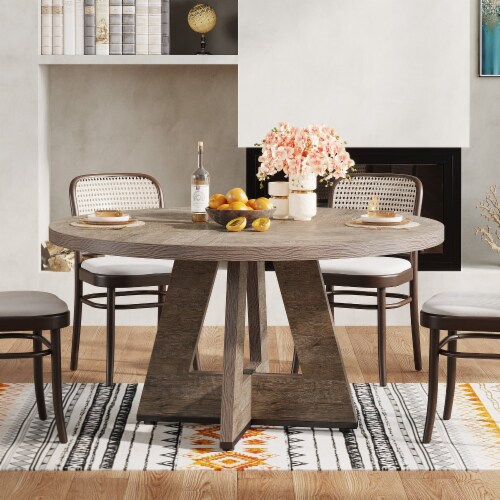 Tribesigns Round Dining Table 47 Inch Burlywood Wood Kitchen Table For 4 1 unit Gerbes Super Markets