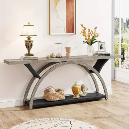 Tribesigns 2 Tier Console Table 70.9 Entryway Table With Half Moon Frame No Size Foods Co