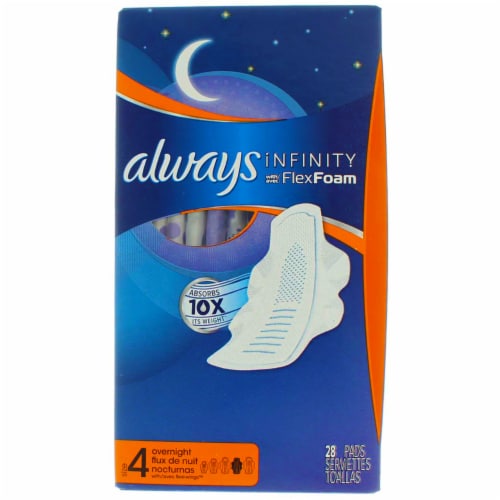 Always® Infinity FlexFoam Size 4 Overnight Flexi-Wings™ Pads, 28 ct ... Always® Infinity FlexFoam Size 4 Overnight Flexi-Wings™ Pads, 28 ct ...