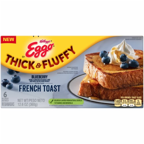 Kellogg's Eggo Thick & Fluffy Blueberry French Toast, 6 ct / 12.6 oz ... Kellogg's Eggo Thick & Fluffy Blueberry French Toast, 6 ct / 12.6 oz ...