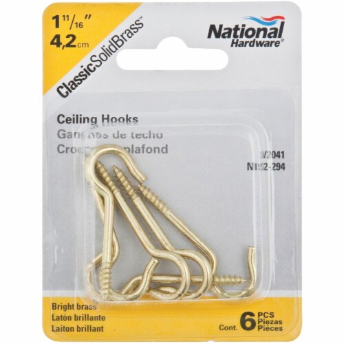 National 12 Solid Brass Ceiling Hook 6 Pack N192294 1 Kroger