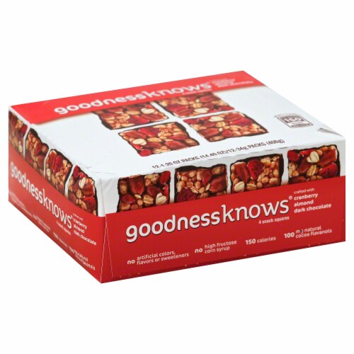 goodnessknows Cranberry Almond Dark Chocolate Bars, 12 ct / 1.2 oz - Kroger goodnessknows Cranberry Almond Dark Chocolate Bars, 12 ct / 1.2 oz - Kroger
