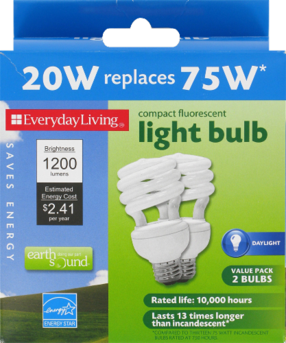 Everyday Living® 20-Watt (75-Watt) Spiral Compact Fluorescent Light ... Everyday Living® 20-Watt (75-Watt) Spiral Compact Fluorescent Light ...