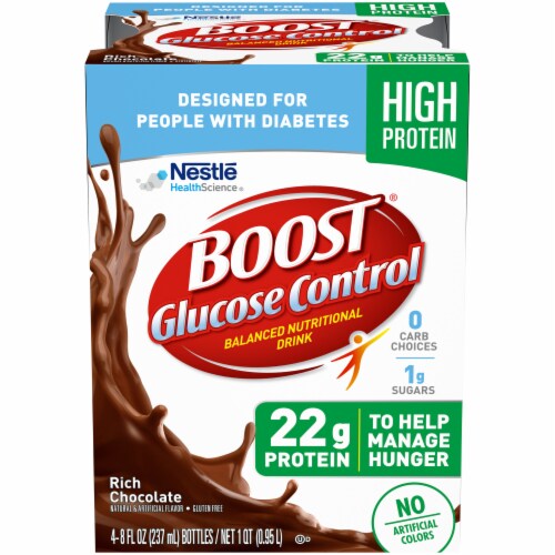 Boost® Rich Chocolate Glucose Control High Protein Drink, 4 ct / 8 fl ... Boost® Rich Chocolate Glucose Control High Protein Drink, 4 ct / 8 fl ...
