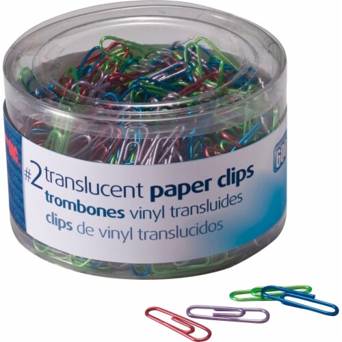 Officemate Translucent Paper Clips Vinyl Small 600 Tub BE PE GN RD SR 97211 1 Foods Co