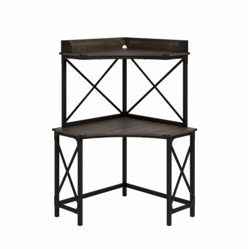 Sauder Steel River Corner Computer Desk and Hutch in Carbon Oak 1 Smith s Food and Drug