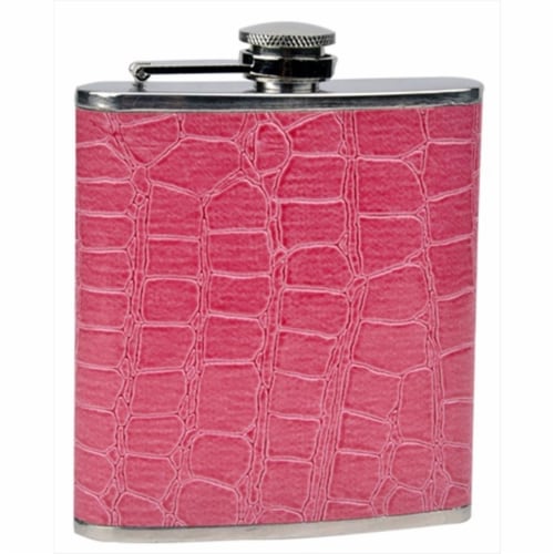 Fjx Wholesale Hfl W020p 6oz Pink Faux Leather Wrapped Stainless Steel