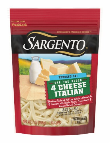 Sargento Off the Block Reduced Fat Shredded 4 Cheese Italian Cheese, 7 ... Sargento Off the Block Reduced Fat Shredded 4 Cheese Italian Cheese, 7 ...