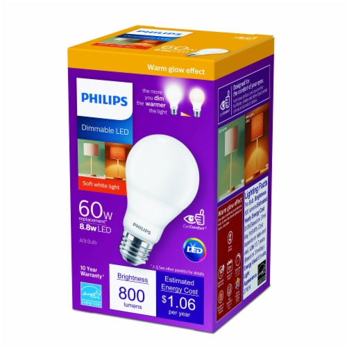Philips 8.8-Watt (60-Watt) A19 LED Light Bulb, 1 ct - Fry’s Food Stores Philips 8.8-Watt (60-Watt) A19 LED Light Bulb, 1 ct - Fry’s Food Stores