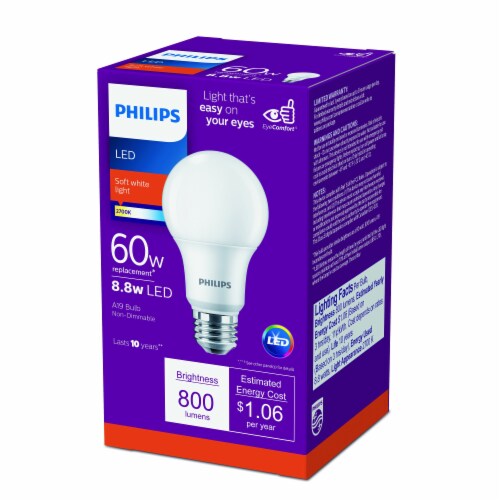 Philips 8.8-Watt (60-Watt) A19 LED Light Bulb, 1 ct - Ralphs Philips 8.8-Watt (60-Watt) A19 LED Light Bulb, 1 ct - Ralphs