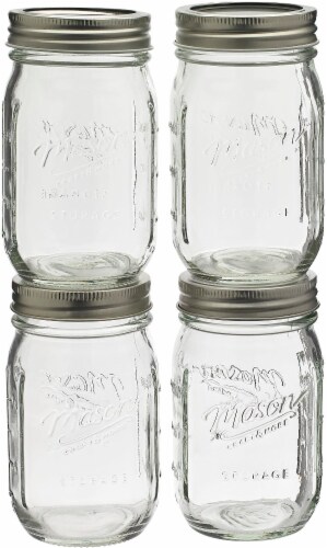 Mason Craft & More Glass Canning Jars - 4 Pack - Clear/Silver, 16 oz ... Mason Craft & More Glass Canning Jars - 4 Pack - Clear/Silver, 16 oz ...