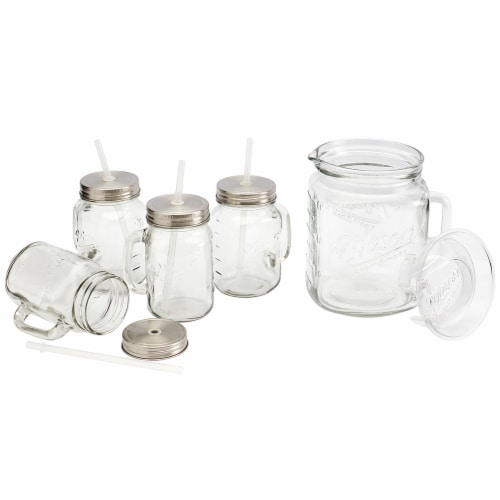 Tabletops Unlimited Mason Glass Drinkware Set - Clear/Silver, 5 pc - Kroger Tabletops Unlimited Mason Glass Drinkware Set - Clear/Silver, 5 pc - Kroger