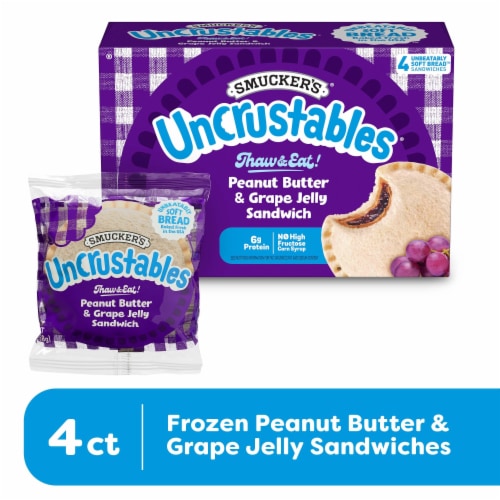 Smucker's Uncrustables Peanut Butter & Grape Jelly Sandwiches, 4 ct / 2 ... Smucker's Uncrustables Peanut Butter & Grape Jelly Sandwiches, 4 ct / 2 ...