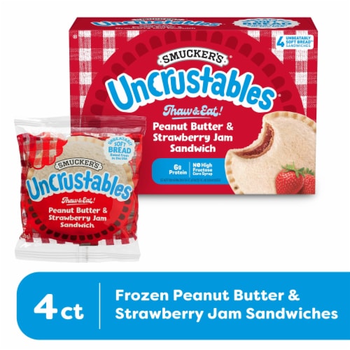 Smucker's® Uncrustables® Peanut Butter & Strawberry Jam Sandwich, 4 ct ... Smucker's® Uncrustables® Peanut Butter & Strawberry Jam Sandwich, 4 ct ...