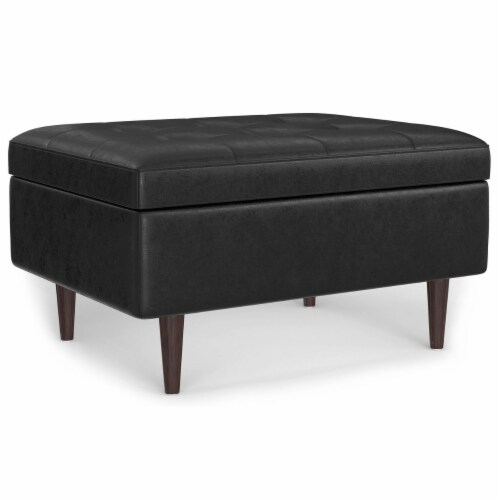 Simpli Home Shay Mid Century Small Square Storage Ottoman Chestnut Faux Leather 34 D X 26 W Small Fred Meyer