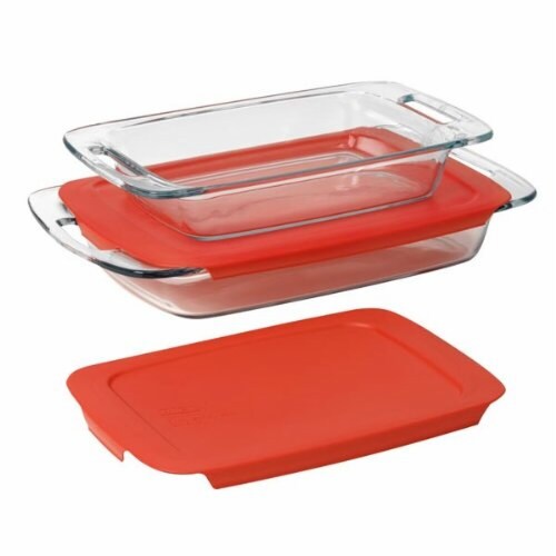 Pyrex Easy Grab Covered Oblong Baking Dish Set Redclear 4 Pc Fred Meyer