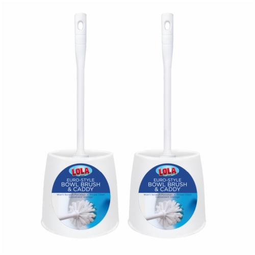 Lola Toilet Bowl Brush And Caddy W Eurostyle Rounded Head For Heavy Duty