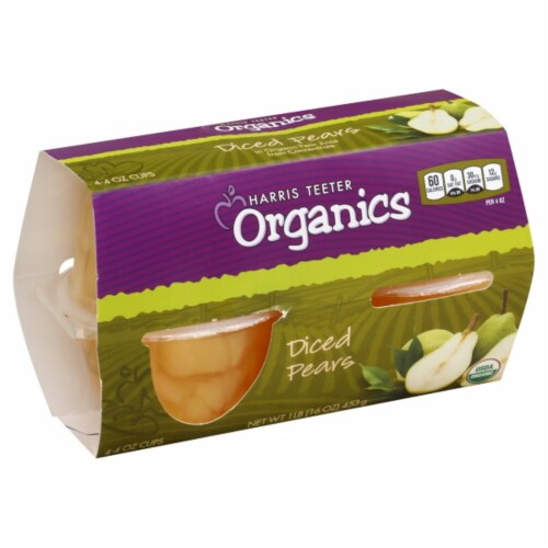 Harris Teeter Organics Diced Pears Fruit Cups 4 Ct 44 Oz Harris