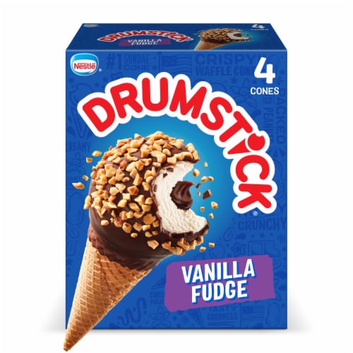 Drumstick Vanilla Fudge Frozen Dairy Dessert Cones 4 Ct Kroger