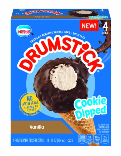 Drumstick® Cookie Dipped Vanilla Frozen Dairy Dessert Cones 4 Ct Kroger