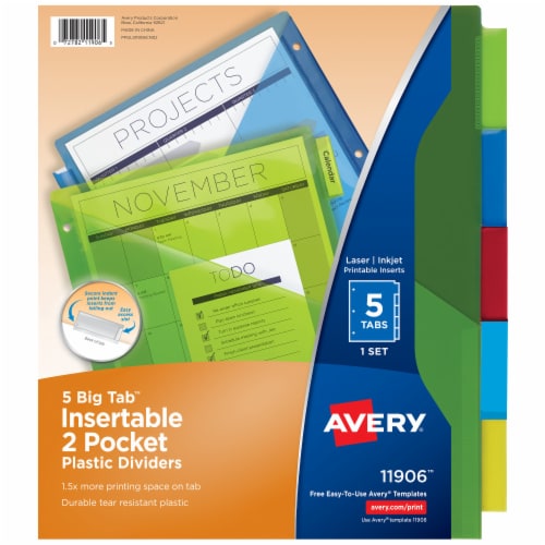 Avery® Big Tab™ Insertable 2-Pocket Plastic Divider Set, 5 pc - Kroger Avery® Big Tab™ Insertable 2-Pocket Plastic Divider Set, 5 pc - Kroger