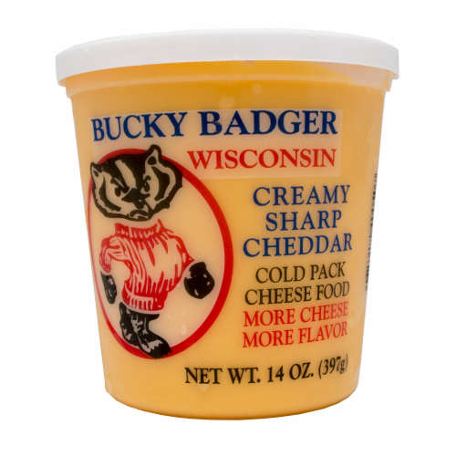 Bucky Badger Wisconsin Creamy Sharp Cheddar Cheese, 14 oz - QFC Bucky Badger Wisconsin Creamy Sharp Cheddar Cheese, 14 oz - QFC