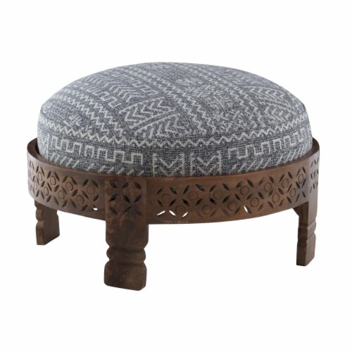 Powell D1268S19 Gray White Taini Aztec Ottoman with Hazelnut Brown Base 14 x 24 x 24 in. 1 Fry s Food Stores