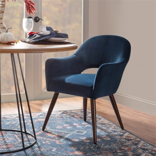 Linon Taya Wood and Velvet Dining Chair in Ink Blue 1 Kroger